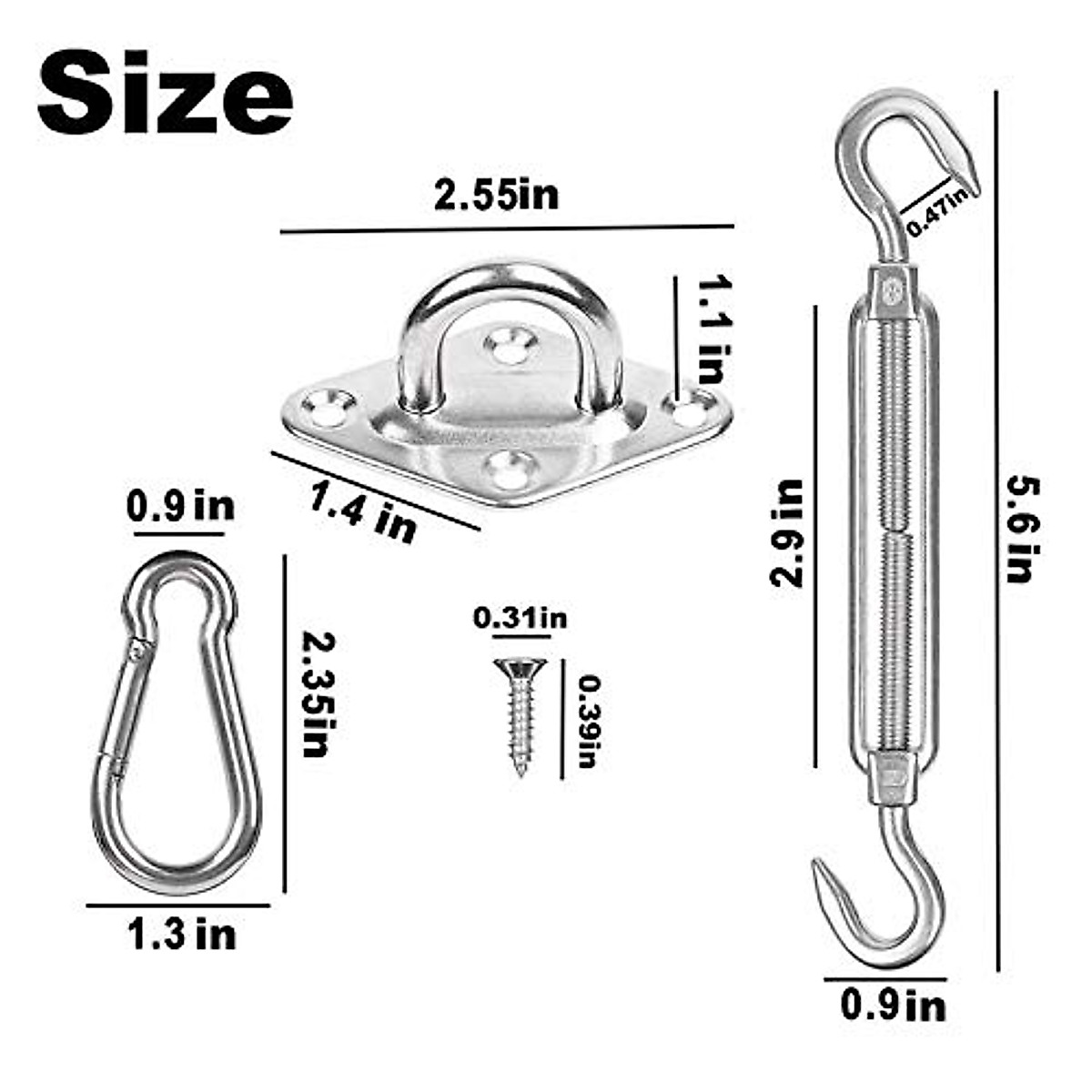 Shade&Beyond Shade Sail Hardware Kit,IETFULL Rectangle and Square Heavy Duty Sun Shade Sails Installation for Patio Lawn and Garden