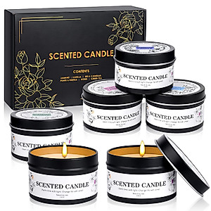 Scented Candles for Women and Men, 6 Pack Aromatherapy Candles for Home Scented, Natural Soy Jar Candle Bulk Gift Set for Christmas Birthday Thanksgiving Mother Coworker