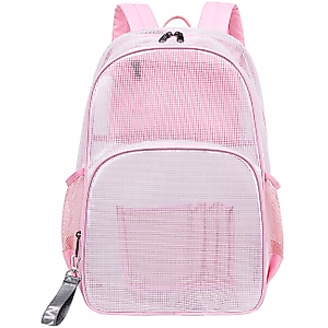 mygreen Clear Transparent PVC School Backpack, Heavy Duty Clear Backpack for Work, Security, Sporting Events (Pink, Large)