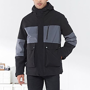 Long Hooded Ski Jacket for Men 3 in 1 Waterproof Snow Coat Winter Warm Mountain Windbreaker Outdoor Raincoat