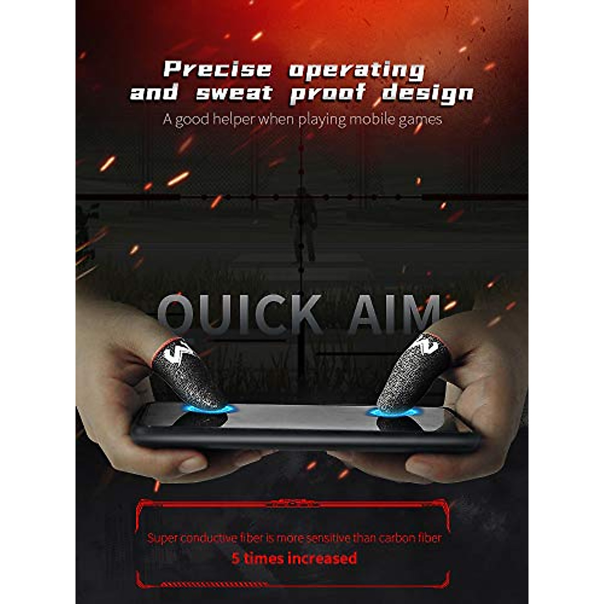 Mobile Game Finger Caps Non-Slip Touch Screen Gloves Anti-Sweat Finger Sleeves Shoot Aim Thumb Cover Mobile Phone Accessories for Call of Duty Mobile, Pubg, LOL Wild Rift, iOS, Android (3 Pairs)