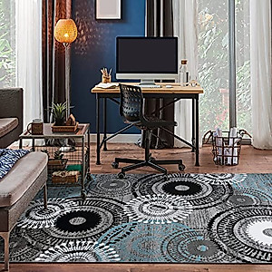 Rugshop Contemporary Circles Area Rug 6' 6" X 9' Blue