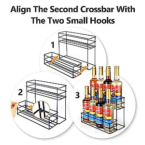 kimilus 8 Bottle Capacity Coffee Syrup Organizer 2 Tier Coffee Syrup Stand Shelf for Coffee Bar Kitchen Small Wine Rack for Bar Family Storage for Syrup Wine Dressing