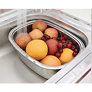 Characin Stainless Steel Dishpan Basin Dish Washing Bowl Bucket Basket Portable Tub Rack (Rounded Rectangle)