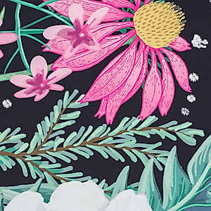 mchatte Moonlit Garden Tapestry Moon Tapestry for Bedroom Full Moon Surrounded By Plants and Flowers Black Room Decor Aesthetic Floral Moon Wall Tapestry for Teenager's Home Decor (82.7x59 Inches)