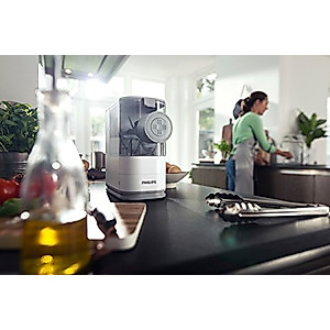 Philips Compact Pasta and Noodle Maker with 3 Interchangeable Pasta Shape Plates - White - HR2370/05