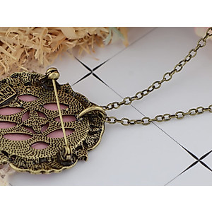 Alilang Vintage Inspired Antique Reproduct Rose Pink Crystal Flower Cameo Pin Brooch, Rose Pink