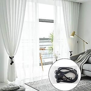 Hangtty 2 Pack Curtain Tiebacks Elegant Decorative Curtain Tie Backs Rope Curtain Holders for Drapes Window Treatment Holdbacks for Drapes or Curtains, Black