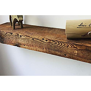 Parkco Rustic Fireplace Floating Mantel Shelf - Rustic Reclaimed Barn Wood Wall Decor. Mounting Hardware Included (18" W x 5" D x 2.75" H)