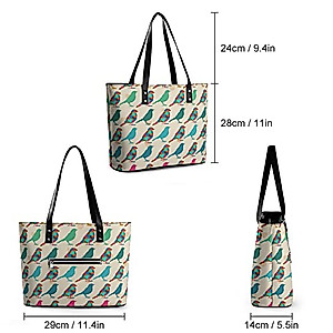 Womens Handbag Birds Pattern Leather Tote Bag Top Handle Satchel Bags For Lady