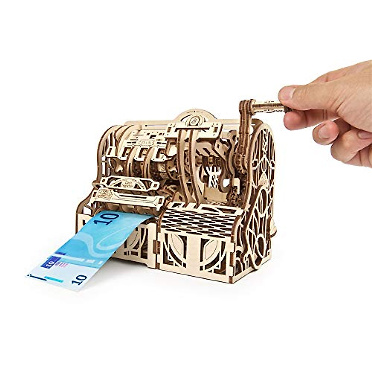 UGEARS 3D Puzzles Wooden Box - DIY Cash Register with Money Box - Exclusive Wooden Model Kits for Adults to Build - Vintage Wooden Mechanical Models - Self Assembly Woodcraft Construction Kits