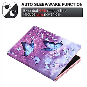 YUNHOTIC Case for Samsung Galaxy Tab A7 10.4 inch 2020 Release, (SM-T500/T505/T507) Premium PU Leather Folding Stand Cover with Pen Holder & Multiple Viewing Angles - Purple Butterfly