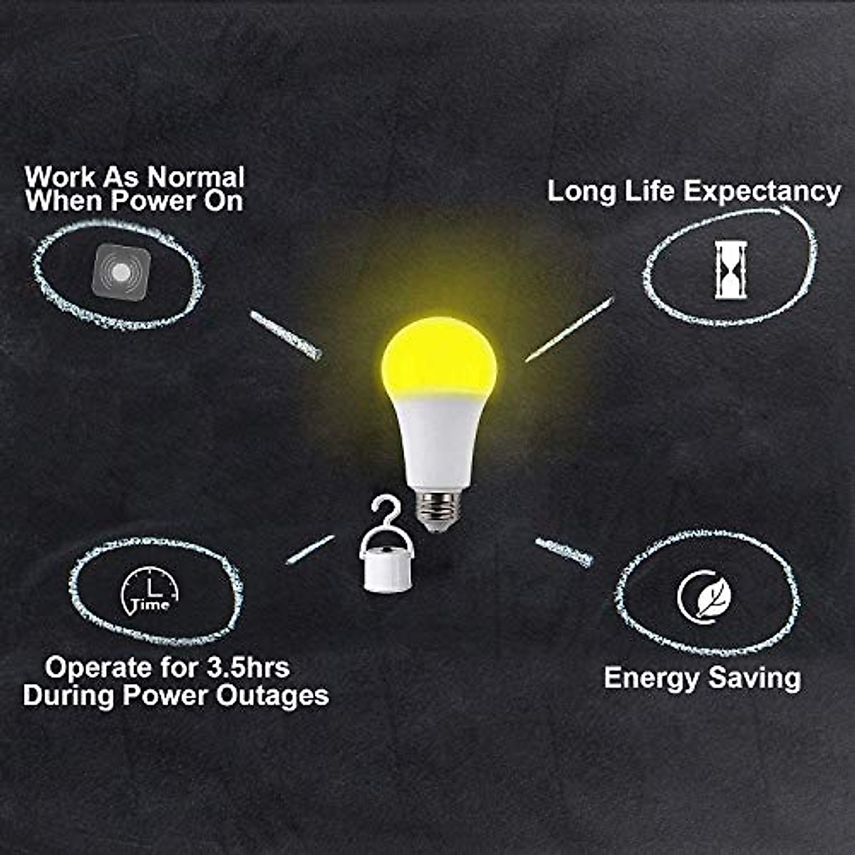 LABORATE LIGHTING Rechargeable LED Light Bulbs with Battery Backup, Emergency LED Bulb, Pack of 6, LED 60 Watt Bulb