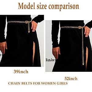Chain Belt for Women Wasit Chain Belt Chain Chunky Belt Chain Gold Chain Belts（Gold-52inch)