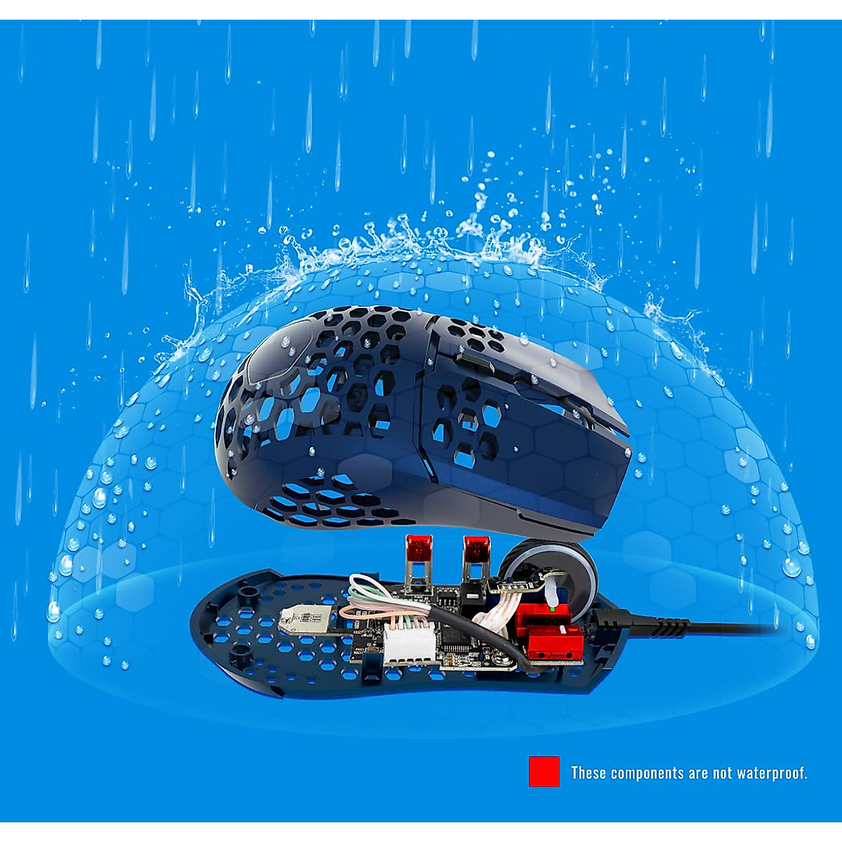 Cooler Master MM711 Blue Steel Limited Edition Gaming Mouse with Lightweight Honeycomb Shell, Ultraweave Cable, 16000 DPI Optical Sensor, and RGB Accents