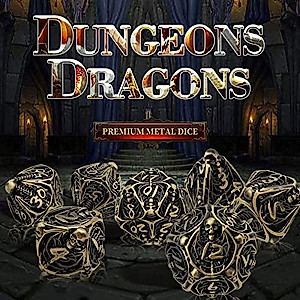 DND Dice Set Polyhedral Hollow D&D Dice Set for Games Dungeons and Dragons Role Playing Games ZHOORQI 7Pcs Skull Metal Dices MTG Pathfinder DND Collection Gifts (Skull-Bronze)