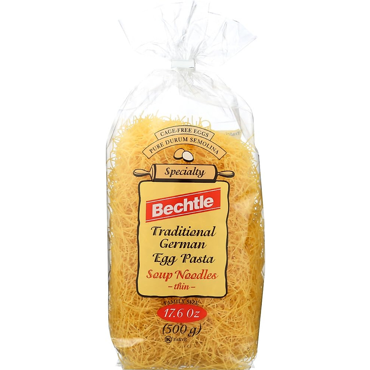 Bechtle Traditional German Cage Free Egg Pasta Soup Noodles Thin -- 17.6 oz (Pack of 2)