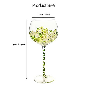 STSQTCUKT Hand-painted Wine Glass Cocktail Glass Flowers Artisan Painted 15oz Personalized Gift for Women (Pear)