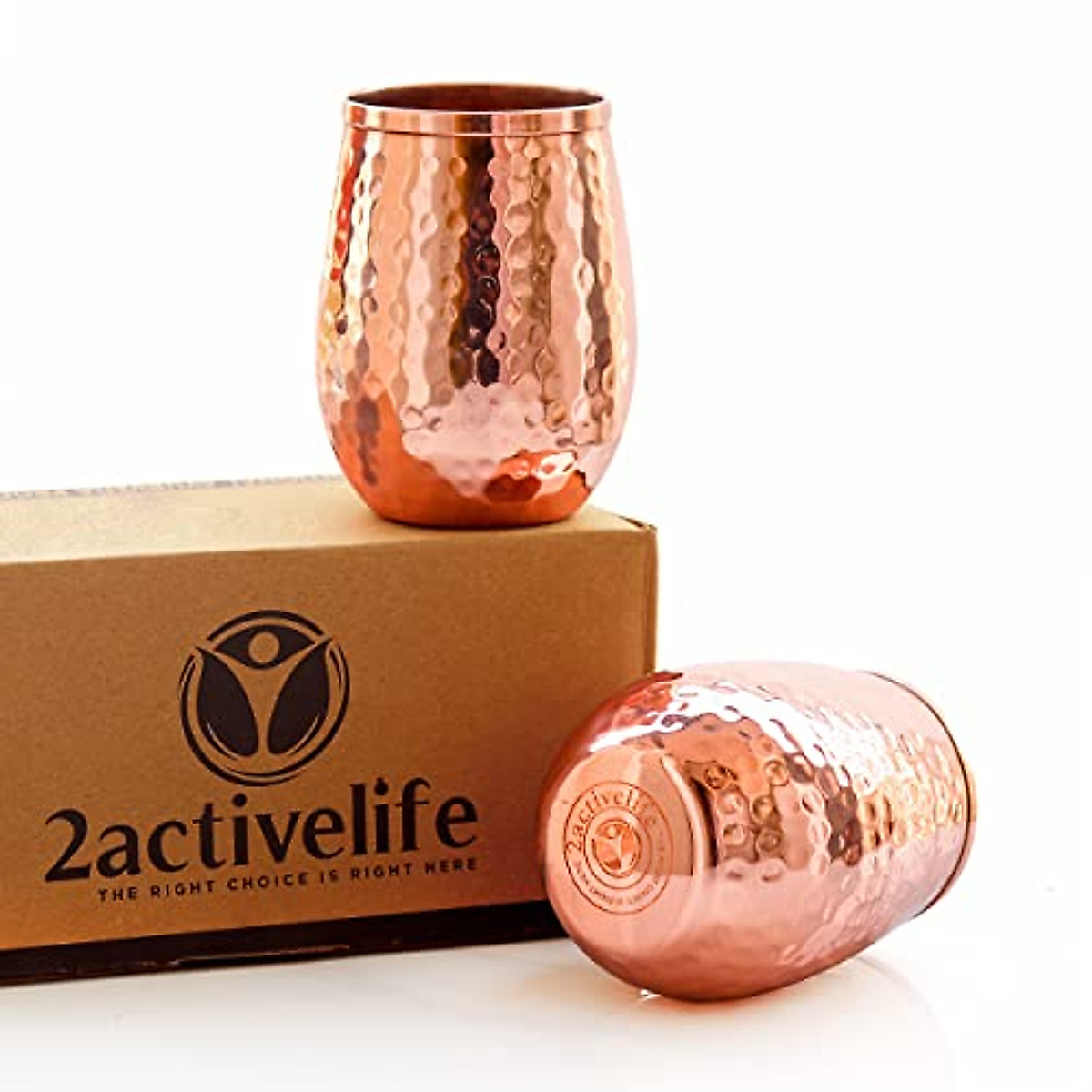 2activelife Mule Copper Design Pure Copper Tumbler Drinking Water with Copper Cups Tumblers use for Home, Office, Hotel, Travel and Gifting - Set of 2 (8.45 Oz)