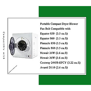 Seamless Portable Compact Dryer Blower Fan Belt Compatible with COSTWAYS 24458-EPCY,Equator 850/Equator 860,Pinnacle 850/Pinnacle 860,Newair 26W/Newair 36W, Avanti D110