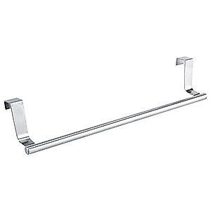 Cabinet Drawer Towel Hanging Rack Stainless Steel Storage Holder Over Door Hanger Kitchen Bathroom Save Space Silver(Long Type)
