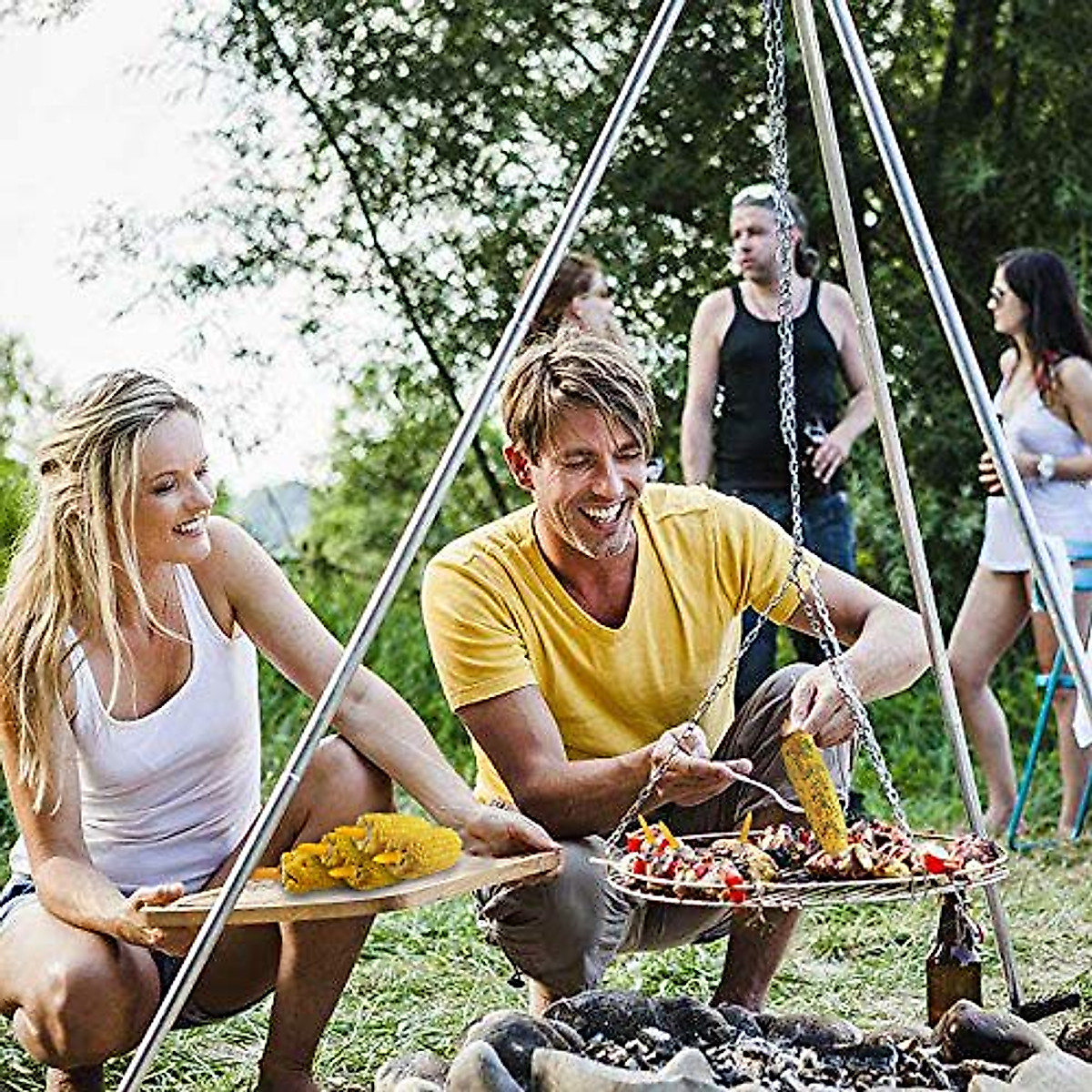 Kadden 20 PCS/Set Corn on The Cob Holders, Stainless Steel Heat Resistant Non Slip Barbecue Corn Prongs Skewers for BBQ, Cooking, Birthday Party (Yellow)