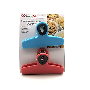 KOLORAE SOFT GRIP BAG CLIPS- 12 COUNT (6 SETS OF 2) MULTI-COLORED, Chip Bag Clips, Kitchen Clips, Magnetic Chip Clips for Bags, Food Bag Clips with Airtight Seal