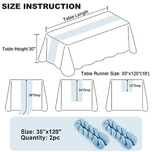 2 Pack Table Runners - SGAOFIEE 10ft Baby Blue Cheesecloth Table Runner,35x120 inches Boho Table Runner,Rustic Sheer Table Decor for Romantic Bridal Shower, Baby Shower(Baby Blue)