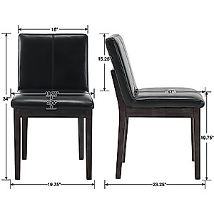 LZAREAL Comfy Modern Dining Chairs Set of 8, PU Leather Black Armless Dining Room Chairs with Solid Wood Legs, Mid Century Upholstered Dining Chair for Kitchen, Restaurant, Cafe