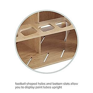 Mezzo Artist Paint and Brush Rack - Wood Grain Laminate Multi Layer Desk Stand Professional Storage Display Organizer for Paintbrushes and Paint Tubes - Mezzo Artist Paint and Brush Full Rack