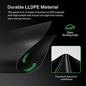VIVOSUN 7 x 10 Feet Pond Liner, 14.5 Mil Durable LLDPE Pond Skins for Waterfall, Pond and Fish Ponds, Black