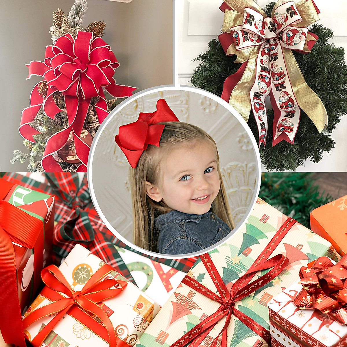 Yholin Ribbon Bow Maker with Instruction and Beading Craft Wire,Durable Oval Wooden Bow Maker for Satin Wreath Bows Christmas Big Bows Hair Bows Gifts Bows Making and Party Decoration-Make Bows Easily