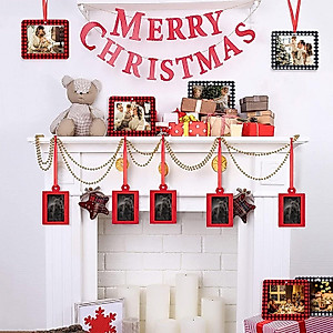 French Bulldog Portrait Christmas Photo Ornament Frame Red Picture Frame for Xmas Tree Hanging Decoration