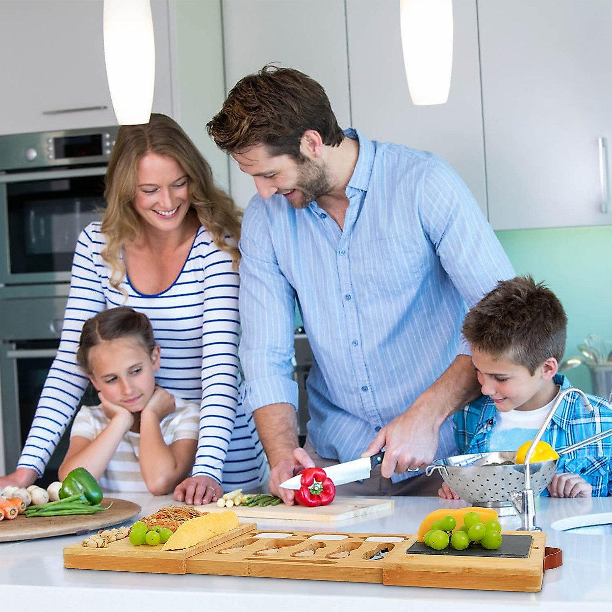 Charcuterie Boards Bamboo Cheese Board - Cheese Tray & Serving Board, Charcuterie Board Set with Cutlery & Knife Set, Cheese Platter& Cheese Boards for Wedding, New Home Housewarming, Birthday Gifts…
