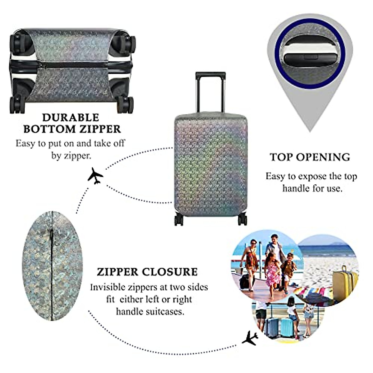 Explore Land Travel Luggage Cover Suitcase Protector Fits 18-22 Inch Luggage (Reflective Metallic, S)