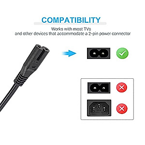 AC Power Cord Compatible with Sony Playstation 4 Slim(PS4)/ Playstation 3 (PS3), Xbox One S/ Xbox OneX Game Console, Replacement Power Cable for Samsung TCL Roku LG TV