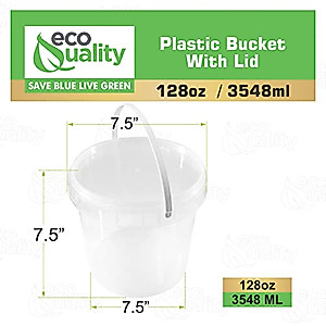 1 Gallon (128 oz) Clear Plastic Bucket with Lid and Handle (10 Pack), Ice Cream Tub with Lids - Food Grade Freezer and Microwave Safe Food Storage Containers, Round Plastic Pail Container with Lid, BPA Free