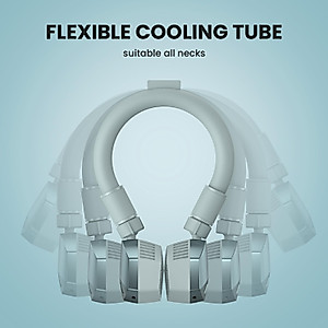 Neck Cooling Tube and Portable Fan 2 in 1, Reusable Ice Ring, Wearable Neck Cooler Personal Adjustable Fans, Portable Battery Operated Neck Fan, 3 Gear, 360° Rotation, Detachable,USB, Quiet (Ice Blue)