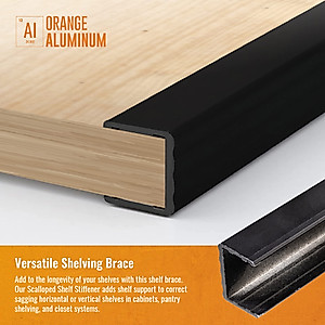 Scalloped Shelf Stiffener by Orange Aluminum, Rack, Cabinet, and Shelf Bracket, 48 Inches, for 1" Materials, Black Powder Coat