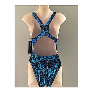 Speedo Women's Splatter Splash Super Pro Powerflex Swimsuit, Blue, 30