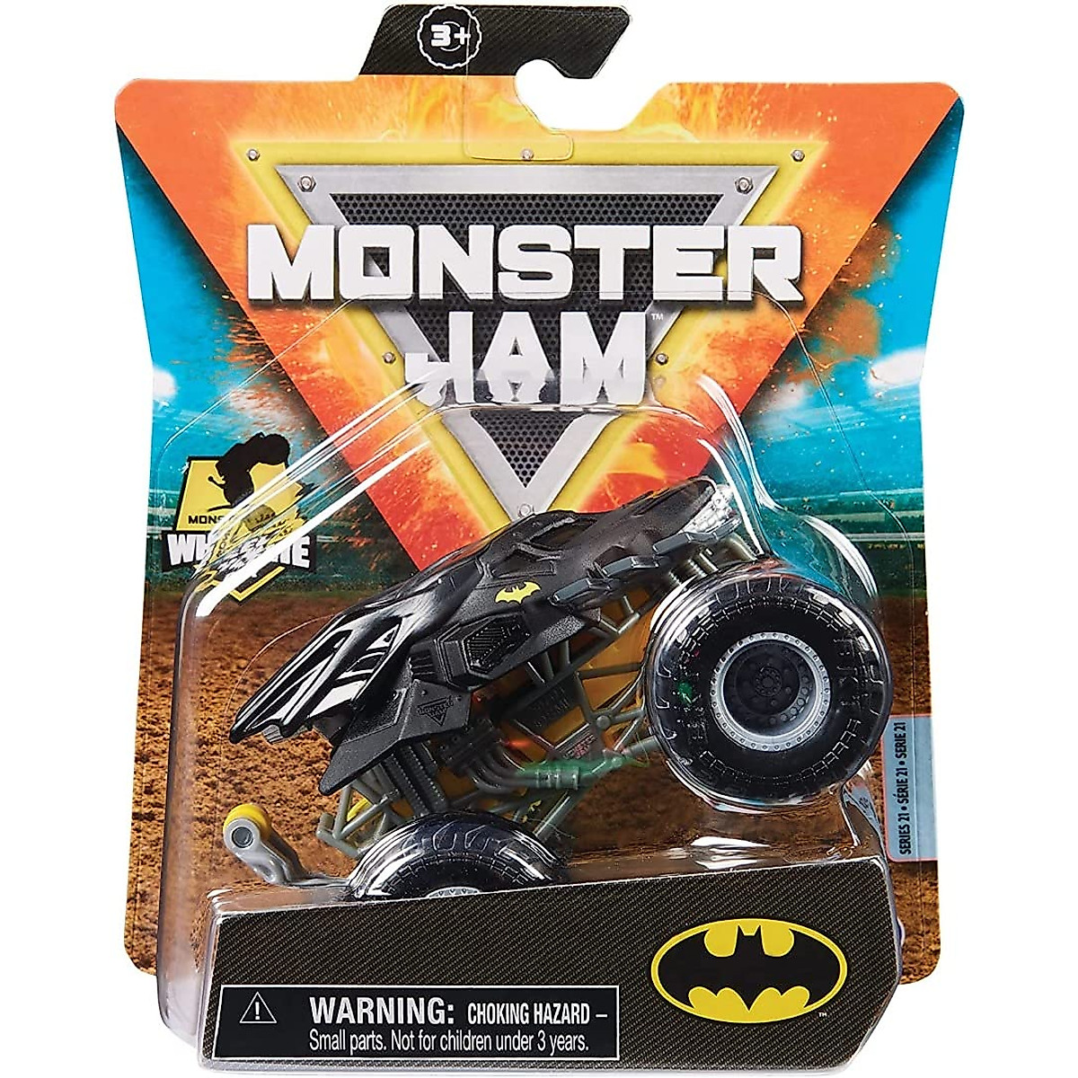 Monster Jam 2021 Spin Master 1:64 Diecast Monster Truck with Wheelie Bar: Heroes and Villains Batman