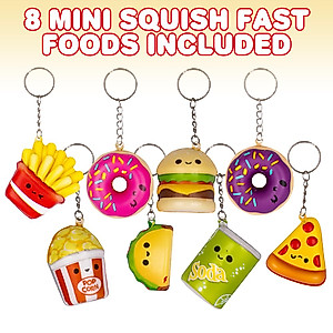 ArtCreativity Mini Squish Fast Food Toys, Set of 8, Slow-Rise Stress Relief Toys for Kids in Assorted Food Designs, Mini Fidget Toys for Sensory Play, Party Favors, Goodie Bag Fillers for Boys & Girls