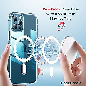 CASEFREAK Clear Case for iPhone 11 Pro with Magnetic Ring, Compatible with Mag-Safe Accessories, Slim Fit Anti-Yellowing Protective Case for iPhone 11 Pro (5.8" Screen)