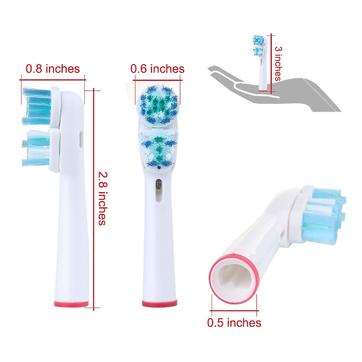 Oralfit Electric Toothbrush Heads Replacement for Oral B, 8 pcs Brush Heads Compatible with Braun Dual Clean 3D Excel Advance Power Smart Series Pro-Health
