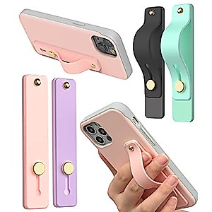 Goospery SlideTok Phone Grip Strap [4-Pack] Silicone Portable Telescopic Finger Strap Bracket Kickstand Universal Mobile Phone Stand Holder for Most Smartphone and Tablets