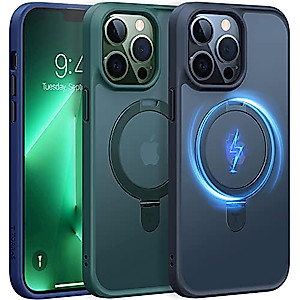 TORRAS Magnetic for iPhone 13 Pro Max Case [Compatible with Magsafe] with Stand, [Military Grade Drop Protection] Shockproof Translucent Back Slim Protective Phone Case (2021), Black