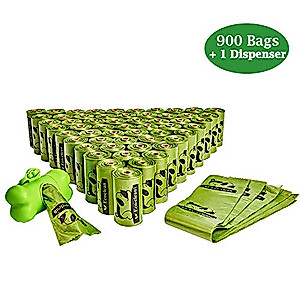 Dog Poop Bags, 60 Rolls / 900 Count Dog Waste Bags with Dispenser and Leash Clip, Unscented, Extra Thick and Strong Poop Bags for Dogs