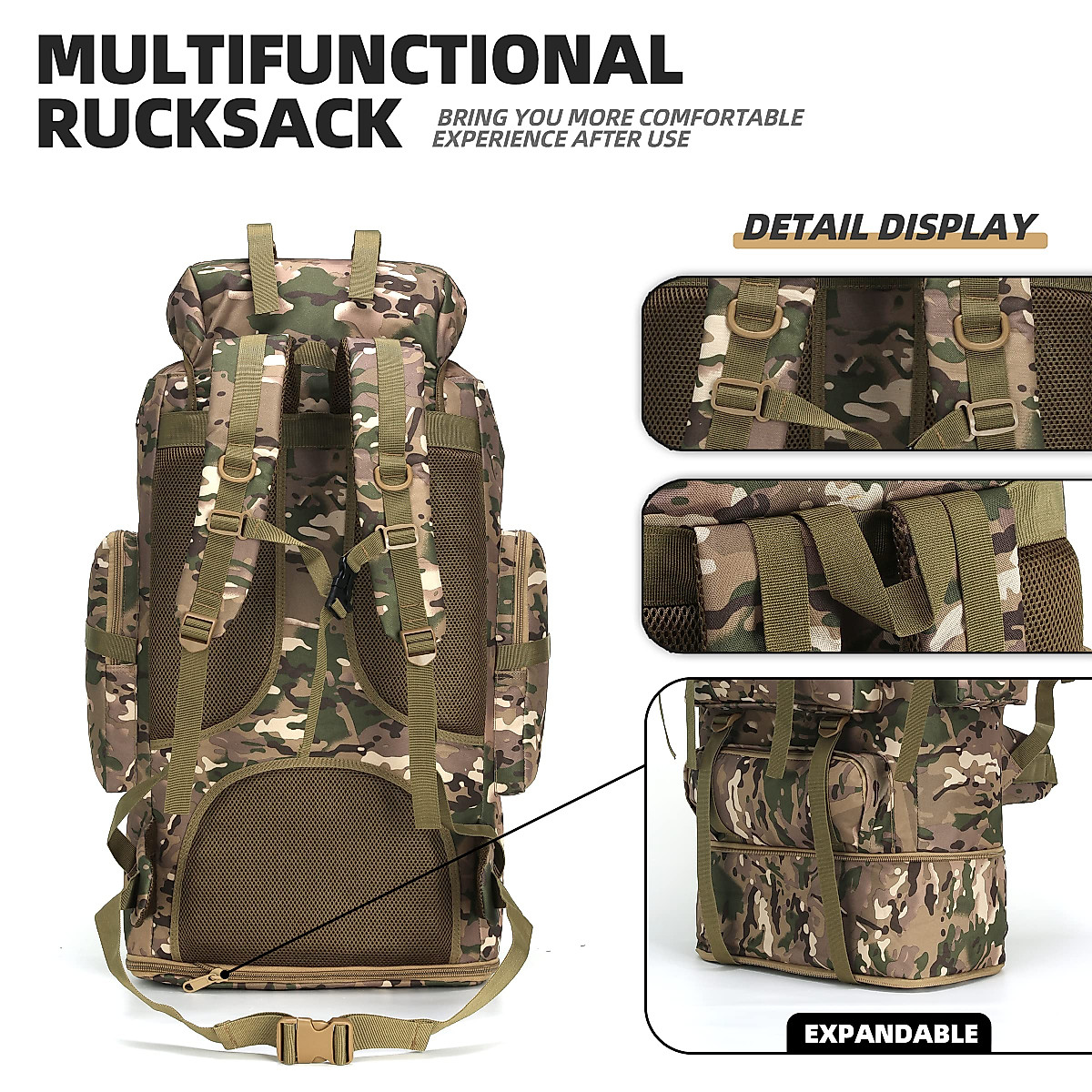 BNMJVJL 100L Camping Hiking Military Tactical Backpack Outdoor Climbing Sport Bags for Camping,Backpacking