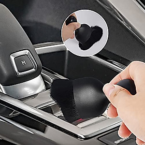 TEUOPIOE Auto Interior Dust Brush, Car Detailing Brush, Soft Bristles Detailing Brush Dusting Tool for Automotive Dashboard, Air Conditioner Vents, Leather, Computer,Scratch Free (Black)