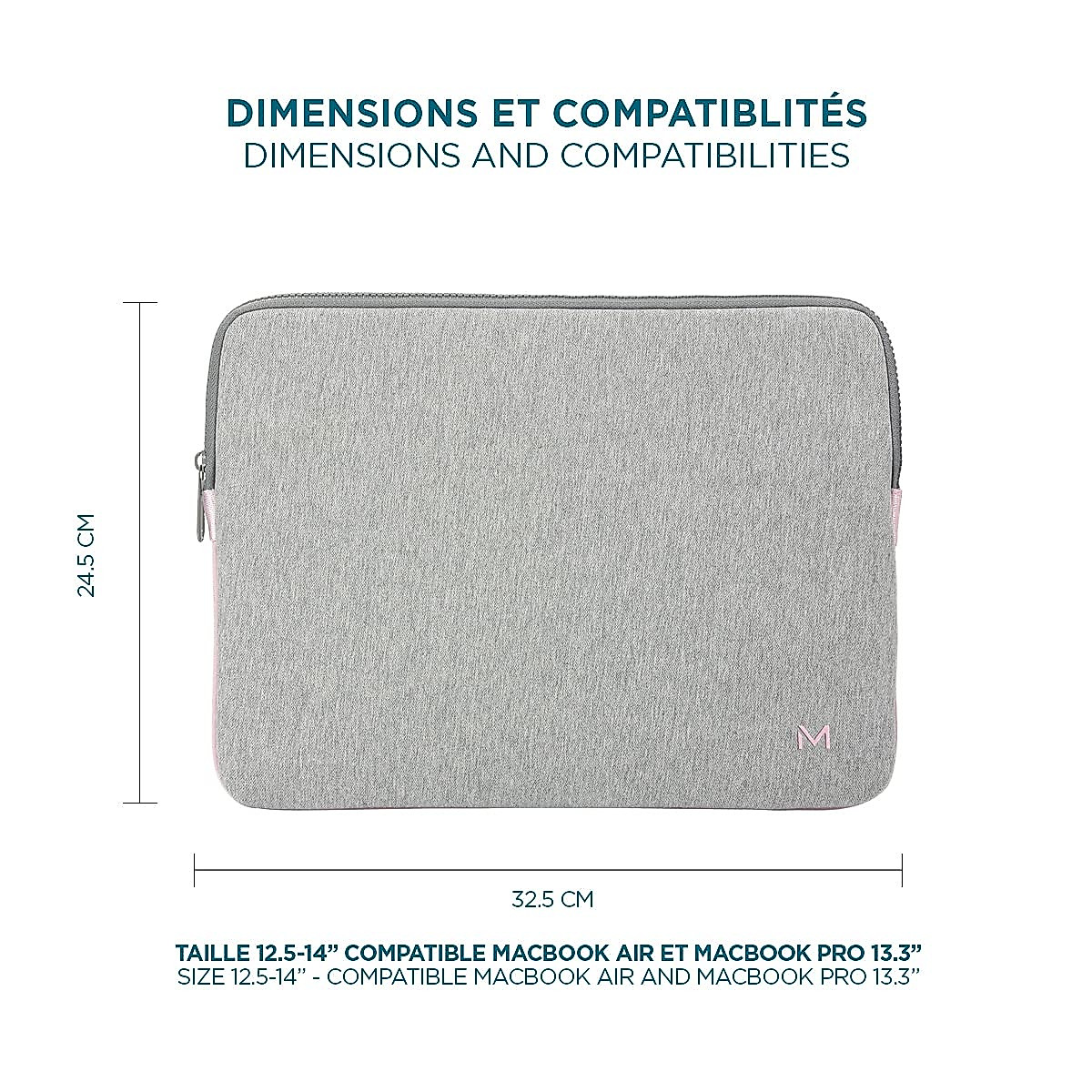 Skin Memory Foam Sleeve 12.5-14IN Grey and Pink